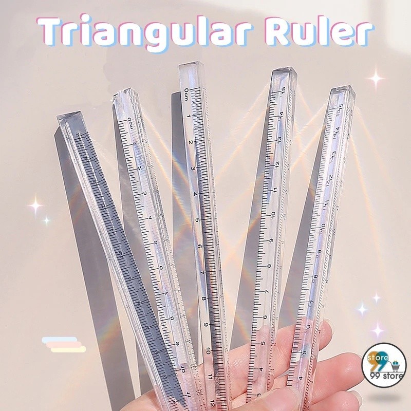 HS 15/20cm Transparent Triangular Ruler Ins Style Clear Triangle Ruler ...