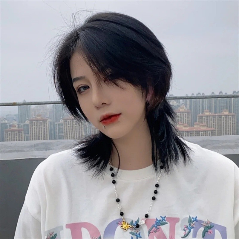 Wolf tail wig short hair female Japanese mullet head men and women can ...