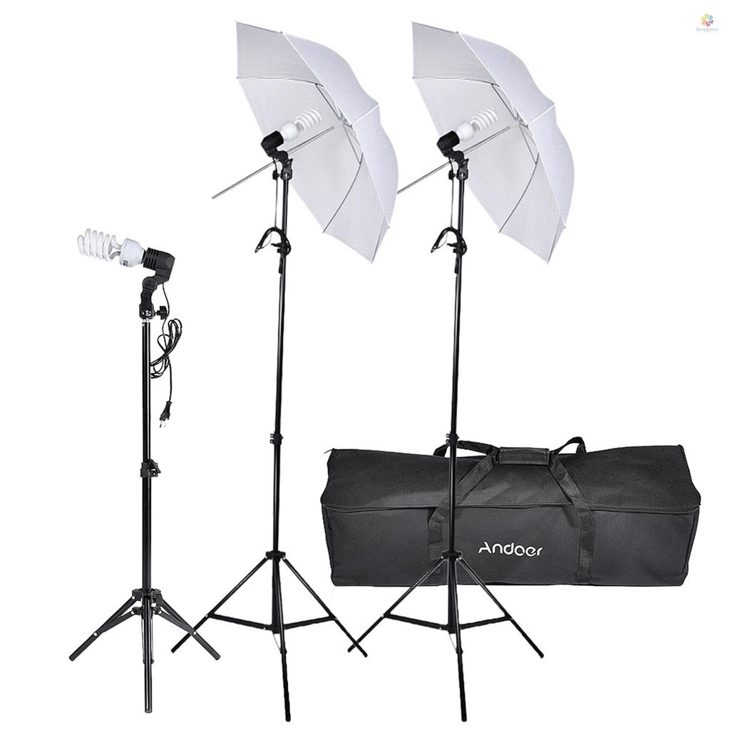 Andoer Photography/Video Portrait Umbrella Continuous Triple Lighting ...