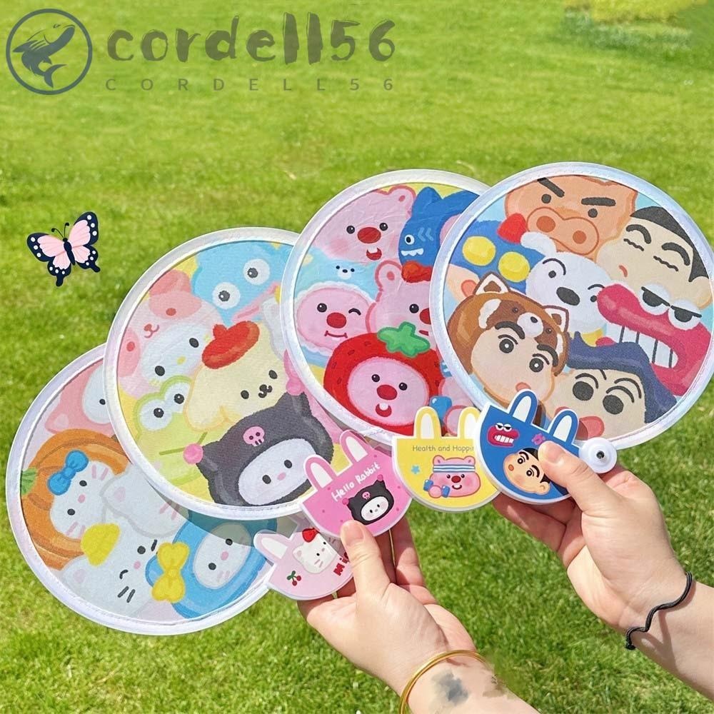 CORDELL Cartoon Folding Fan, Loopy Kitty Cat Flying Disk Fan, Creative ...