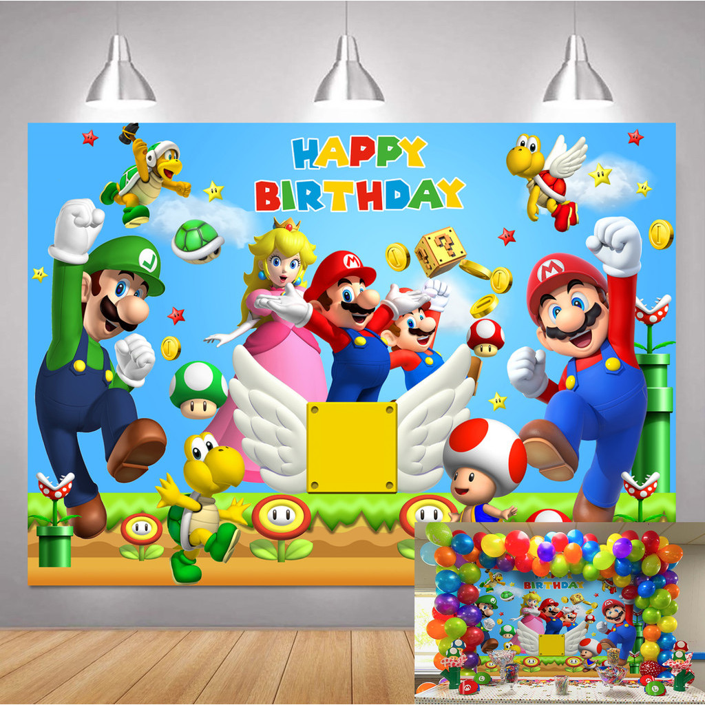 Mario Birthday Backdrop Set Super Mario Party Mario Birthday Decoration ...