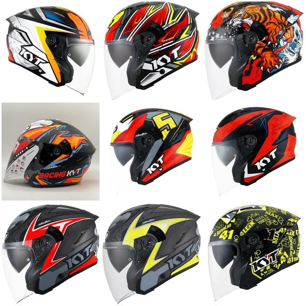 [2] KYT NFJ OPEN FACE DOUBLE VISOR HELMET 100% ORIGINAL | Shopee Malaysia