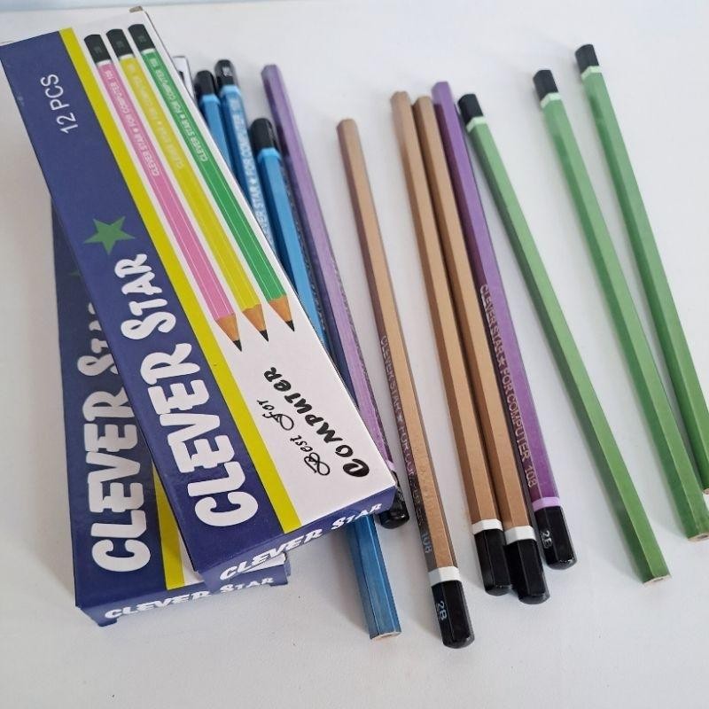 KAYU Clever STAR 2B Wooden Pencil 2B contains 12 pcs/ School Stationery ...