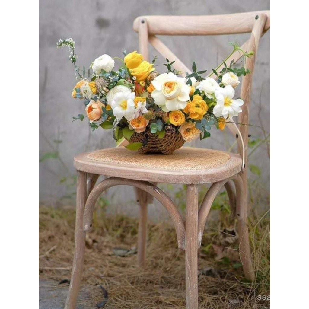 American Solid Wood Art Leisure Chair Household Back Fork Chair French ...