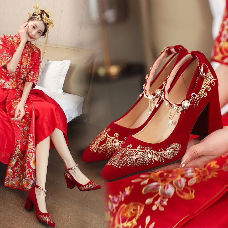 96% Praise Review Wedding Shoes Women 2024 Red High Heel Bridal Shoes ...