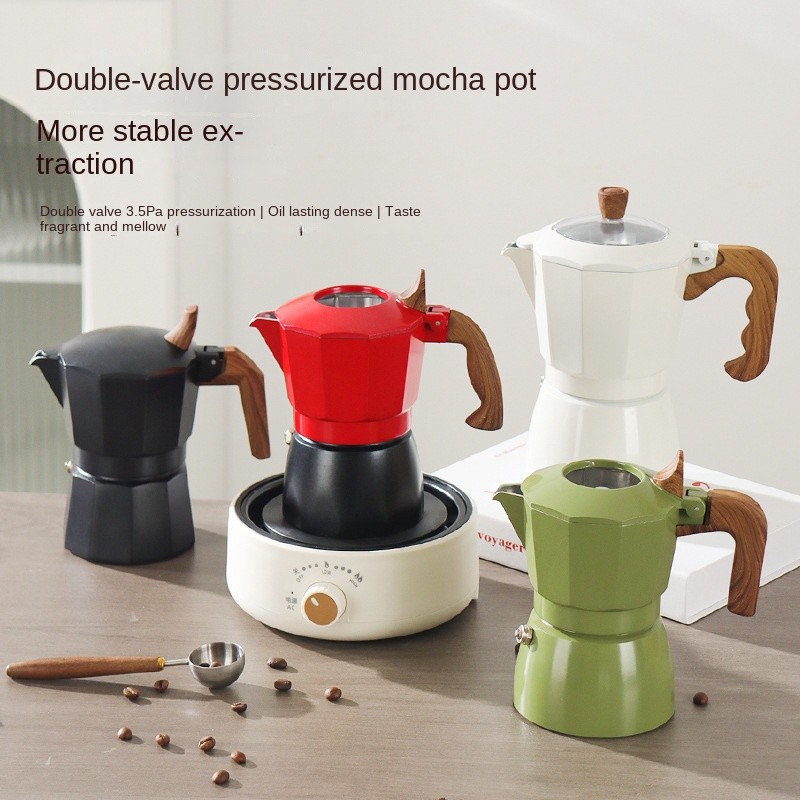 Three-generation Dual-Valve Moka Pot Espresso Machine Extraction Retro ...