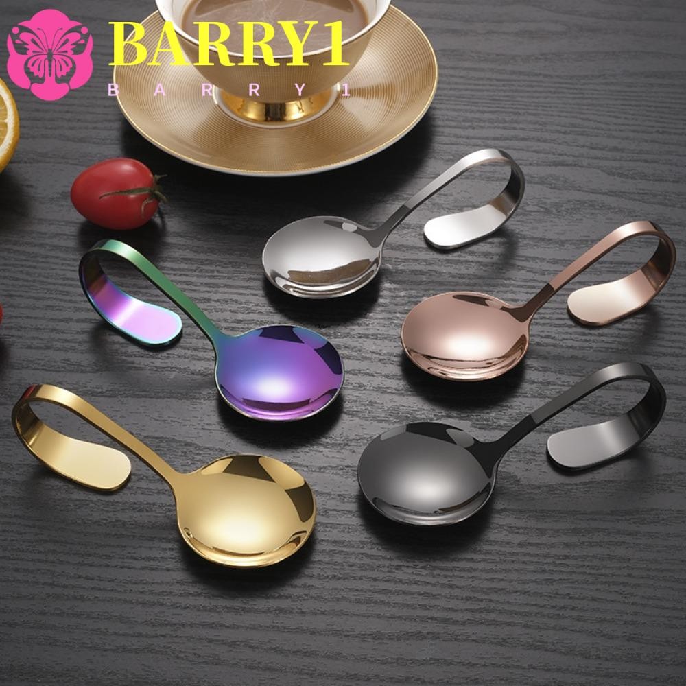 BARRY1 Arc Soup Spoon, Comfortable Grip Portable Curved Handle Spoon ...