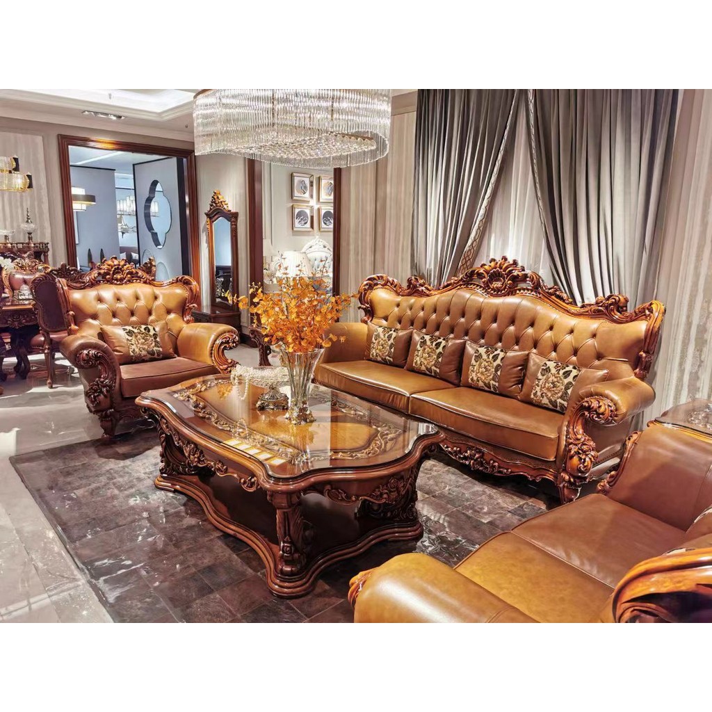 Perabot Vila Mewah Kayu Pepejal Klasik Eropah Amerika FF108 Sofa Empat ...