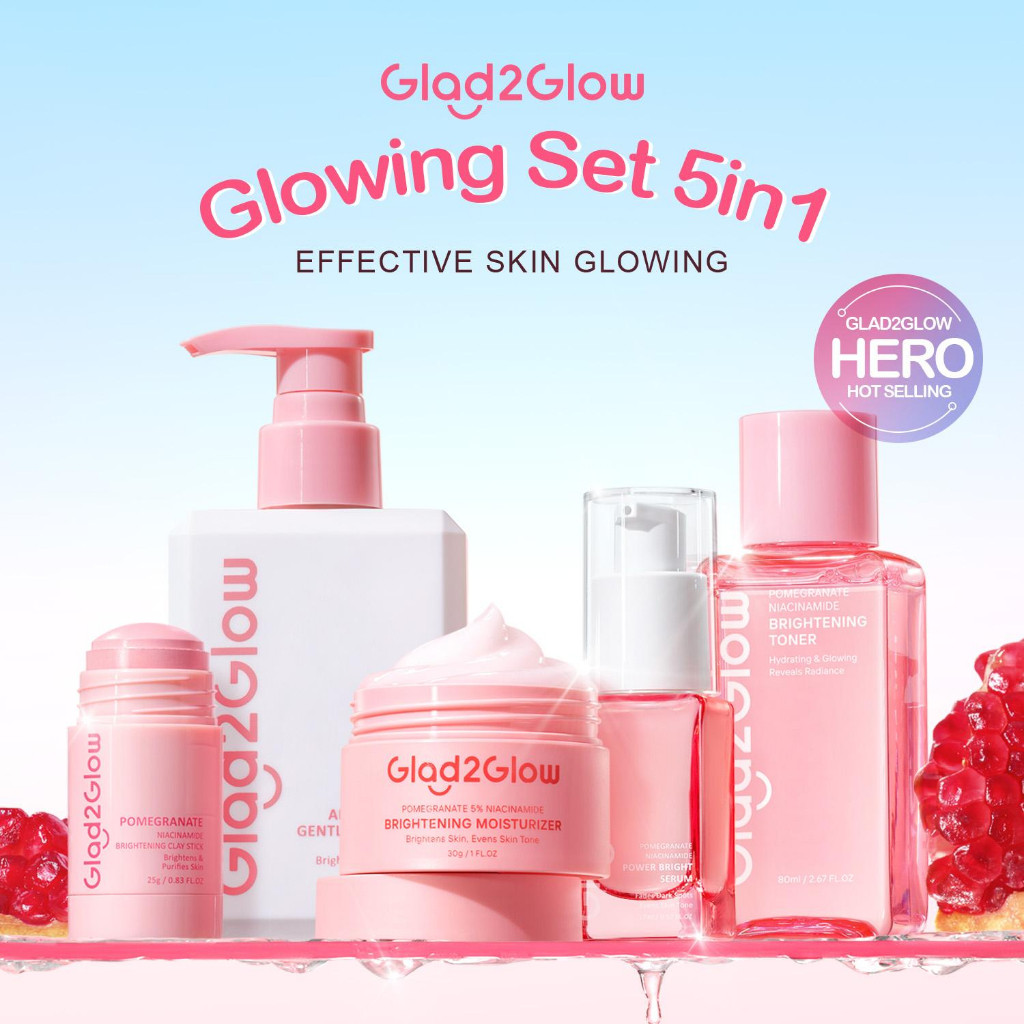 PUTIH HITAM [White Face Savings Package] Glad2Glow Glowing bundle all in1 - 2/3/4/5 PCS skincare ...