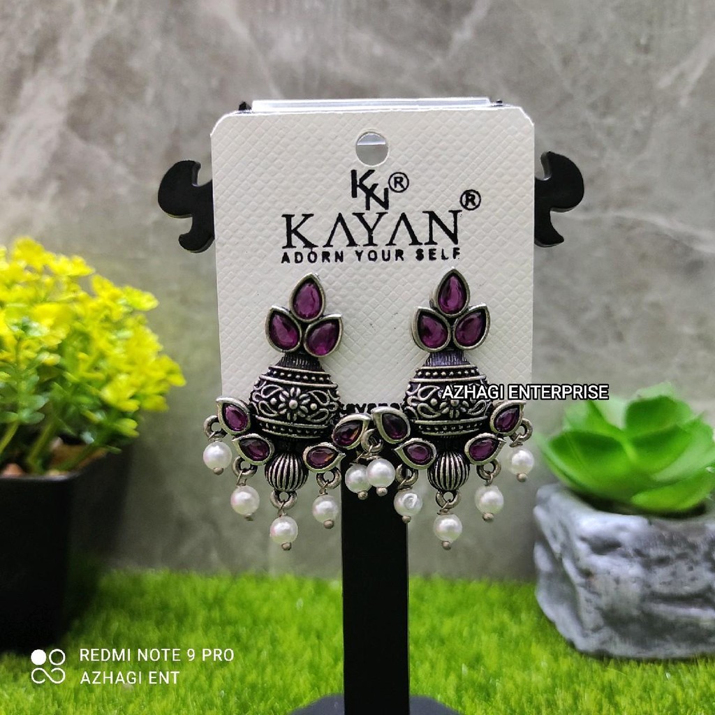 KAYAN design earrings // Crystal Stone // Medium Jhumka | Shopee Malaysia
