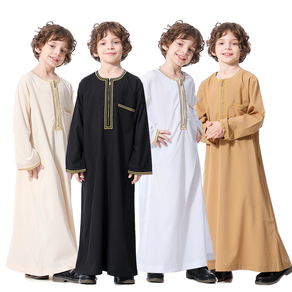 Boys Kids Muslim Saudi Arab Robe Dishdasha Kids Abaya Kaftan Prayer ...