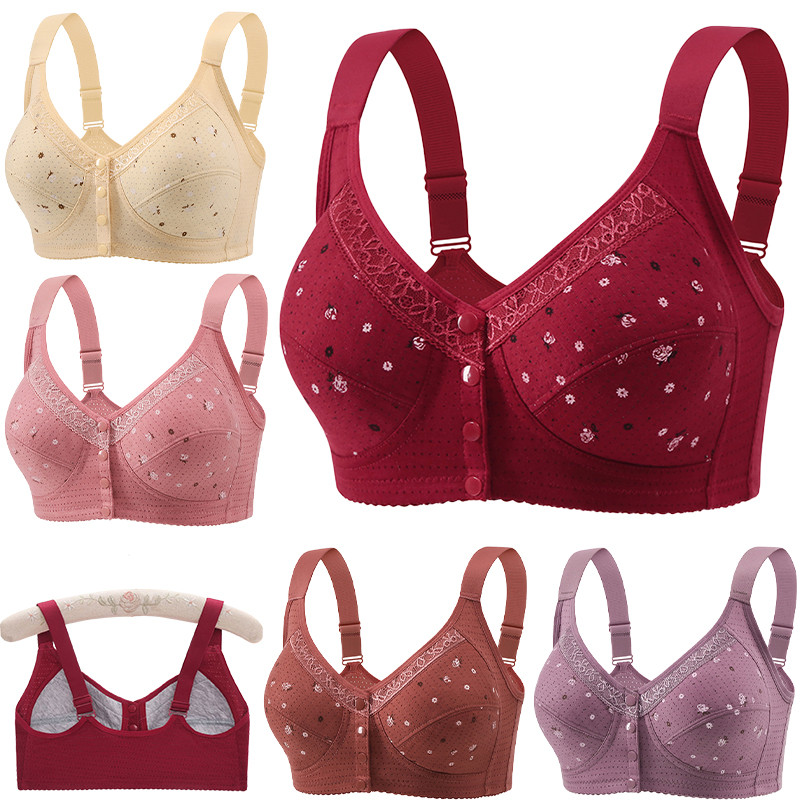 Plus Size Women Soft Cotton Bras Wire Free Front Closure Brassiere ...