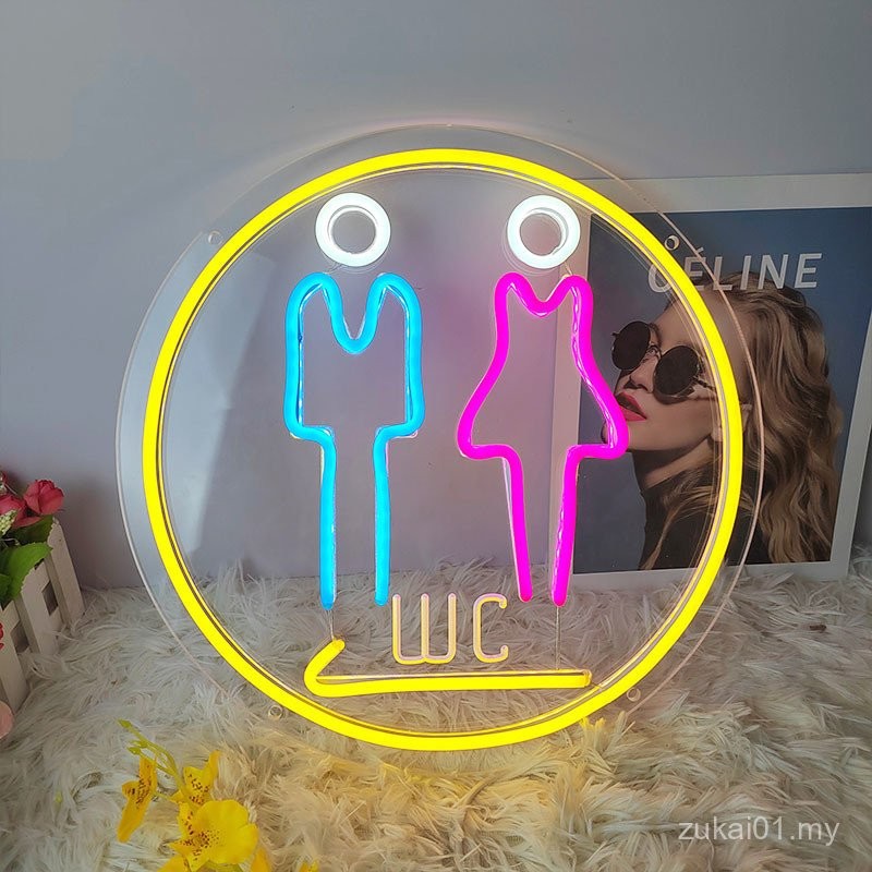 Led Neon Light Toilet Luminous Sign Creative WC Men Women Toilet Sign ...