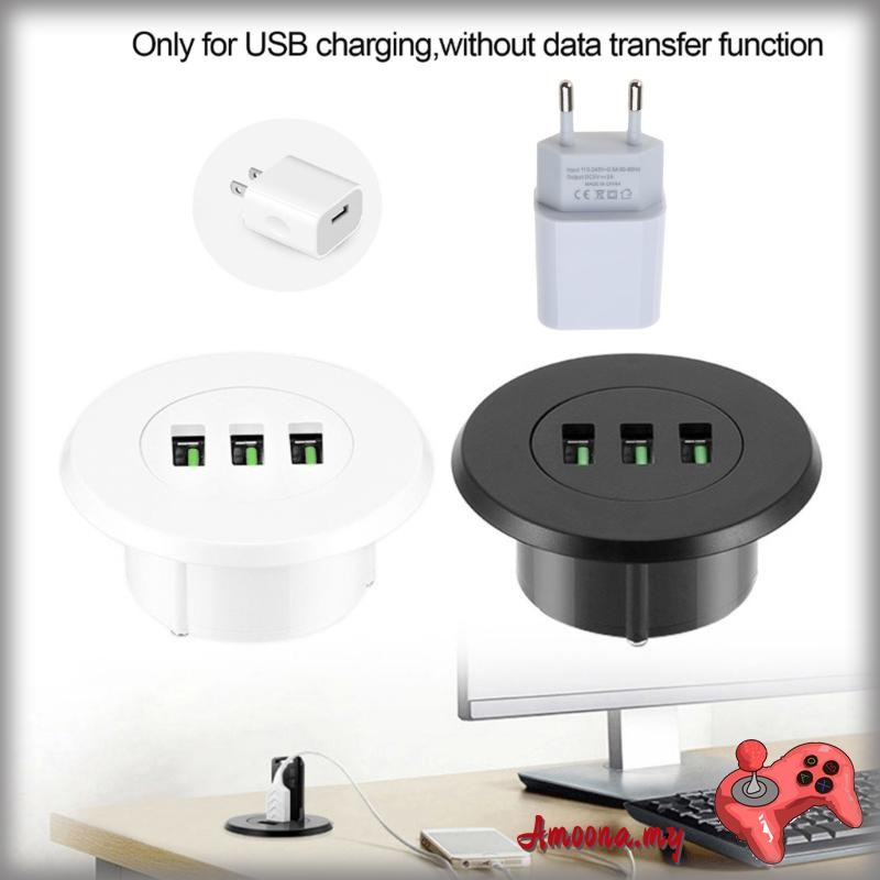 AMOONA 5cm Desk Hole USB Power Socket 2 Inch Recessed Power Outlet USB ...