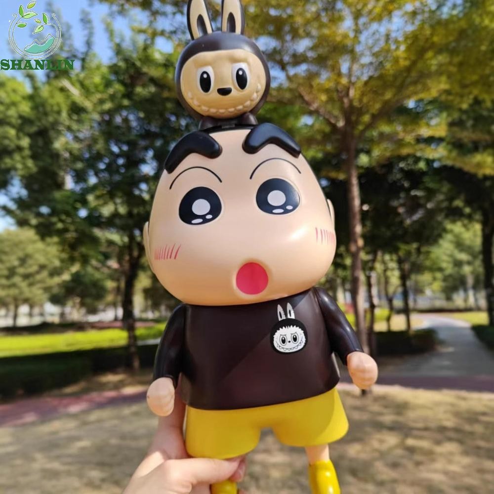 SHANLIN Labubu Crayon Shin Chan Piggy Bank, Savings Tank Figure Model ...