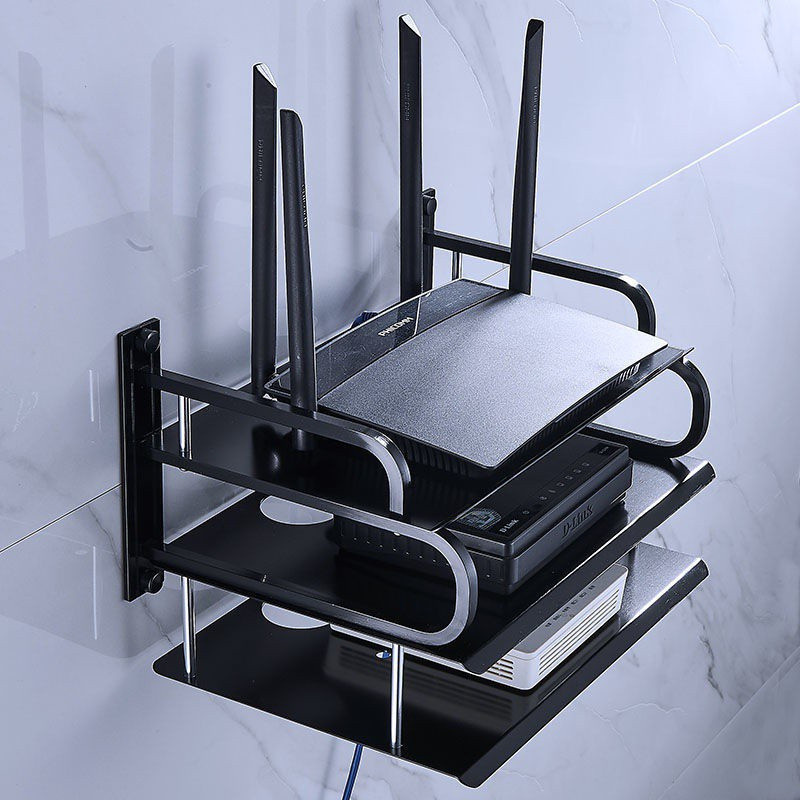 Aluminum Alloy TV Set-Top Box Rack Wall Storage Box Router Wall-Mounted ...