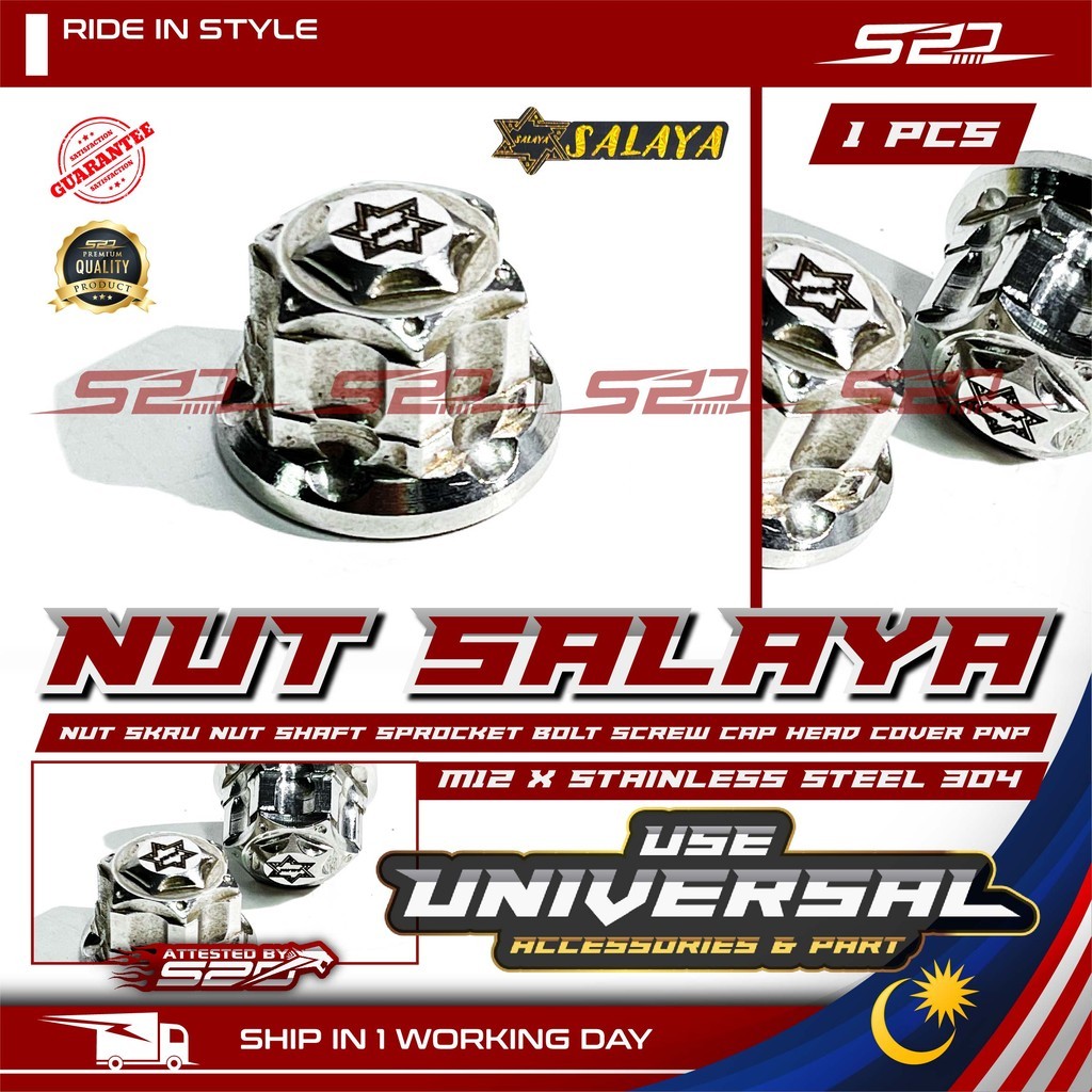 1 PCS Nut ORI SALAYA Universal Use M12 Stainless Steel 304 Nut Skru Nut ...