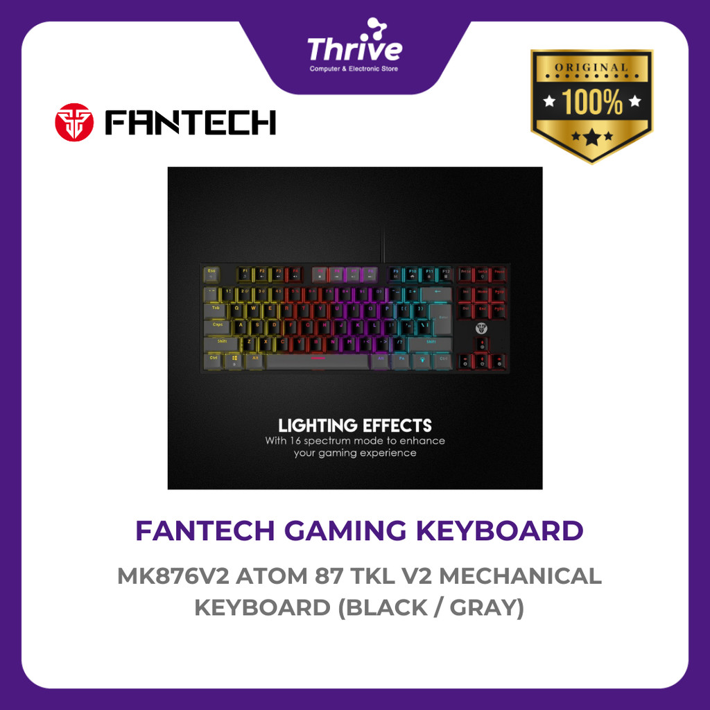 Fantech MK876V2 ATOM 87 TKL V2 MECHANICAL KEYBOARD (BLACK / GRAY ...