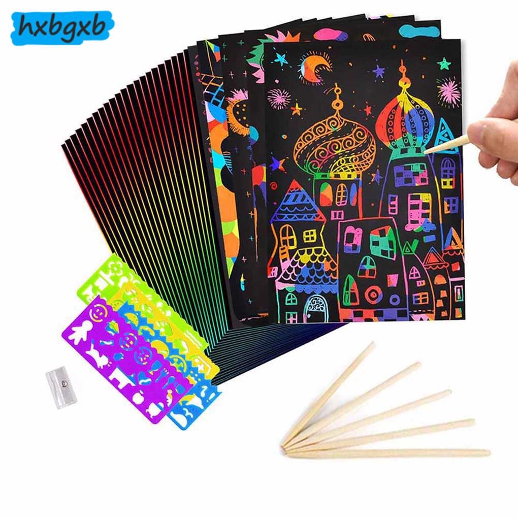 Scratch Art for Kids, 50 Scratch Arts Crafts Rainbow Paper Sheets and ...
