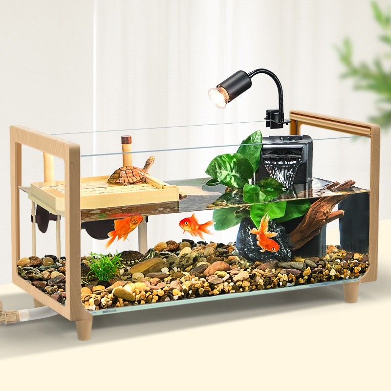 Wood Grain Turtle Tank with Basking Platform - Ultra Clear Glass ...
