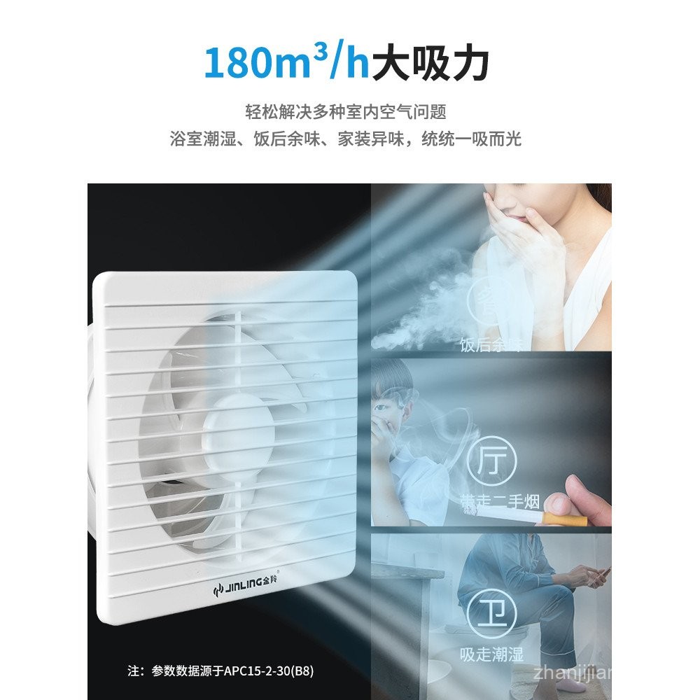 Jinling Exhaust Fan Toilet Ventilation Fan Household Round Bathroom ...