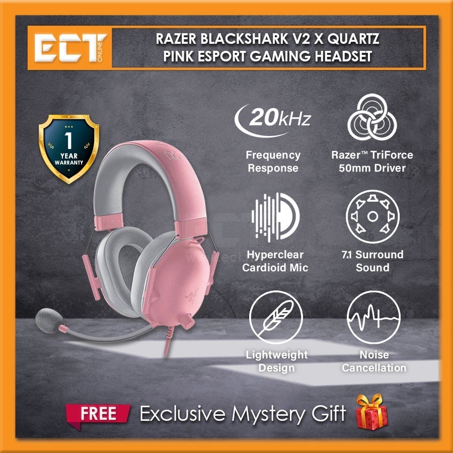 Razer BlackShark V2 X Quartz Pink Esport Gaming Headset (RZ04-03240800 ...