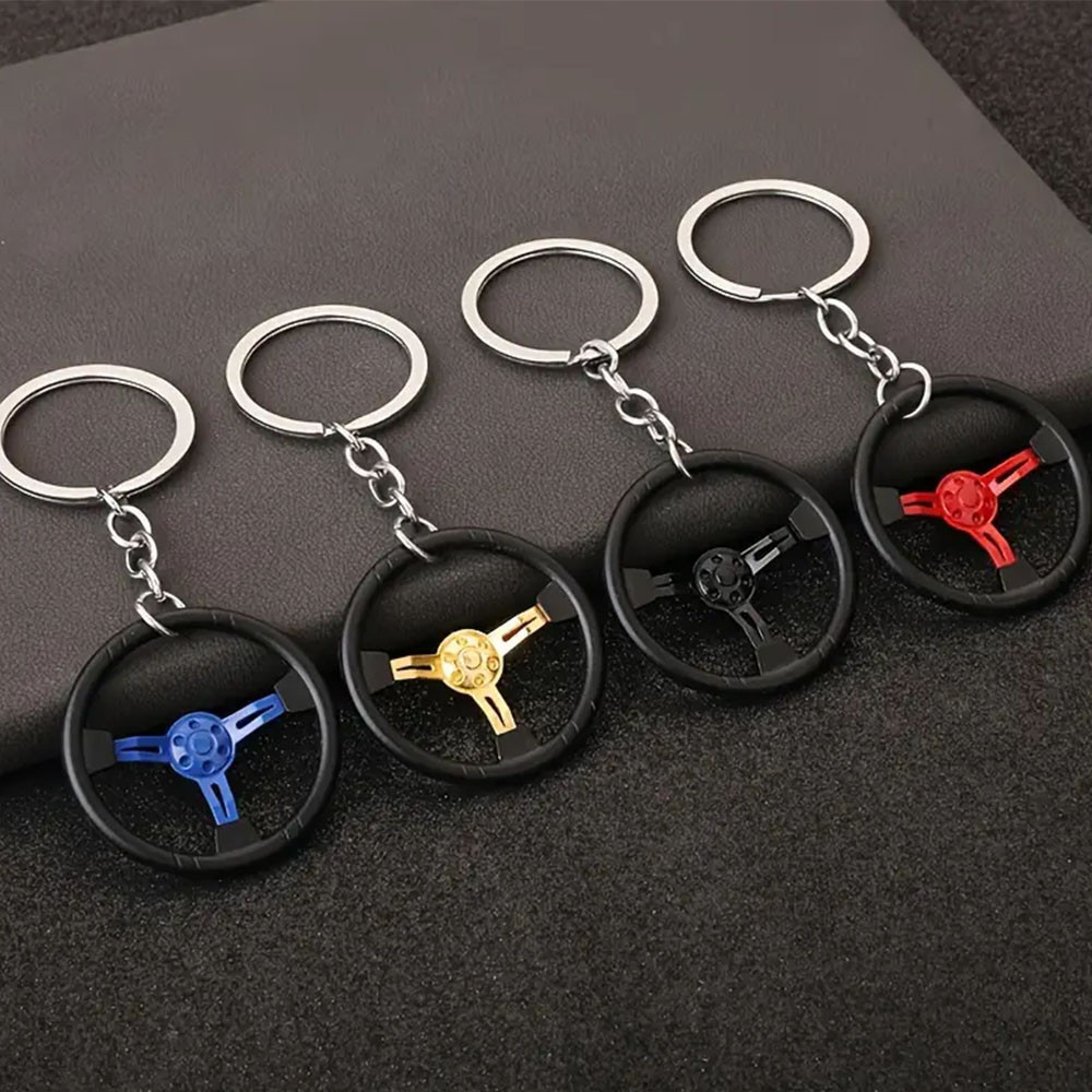 Creative Simulation Racing Steering Wheel Keychain Metal Auto Parts Key ...