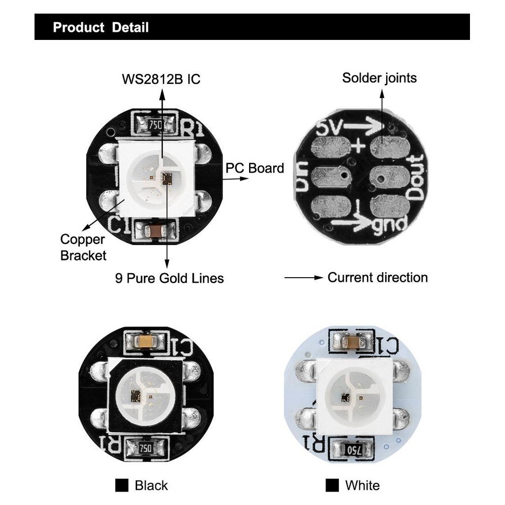 5V WS2812B LED Chip with Heatsink Board WS2811 IC 5050 SMD RGB LED ...