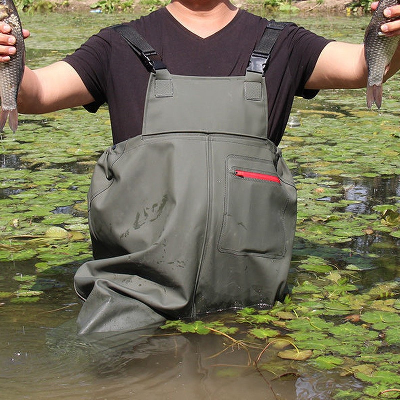 [ Size 37 - 44 ] Black Gray Waterproof Wading Bib with Middle Pocket ...