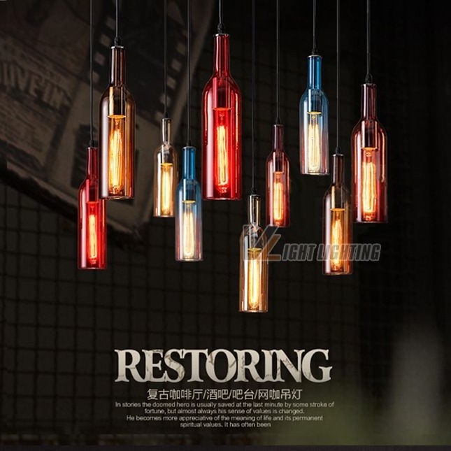 Colorful Light, Beer Bottle Pendant Light Restaurant Pendant Light Bar ...