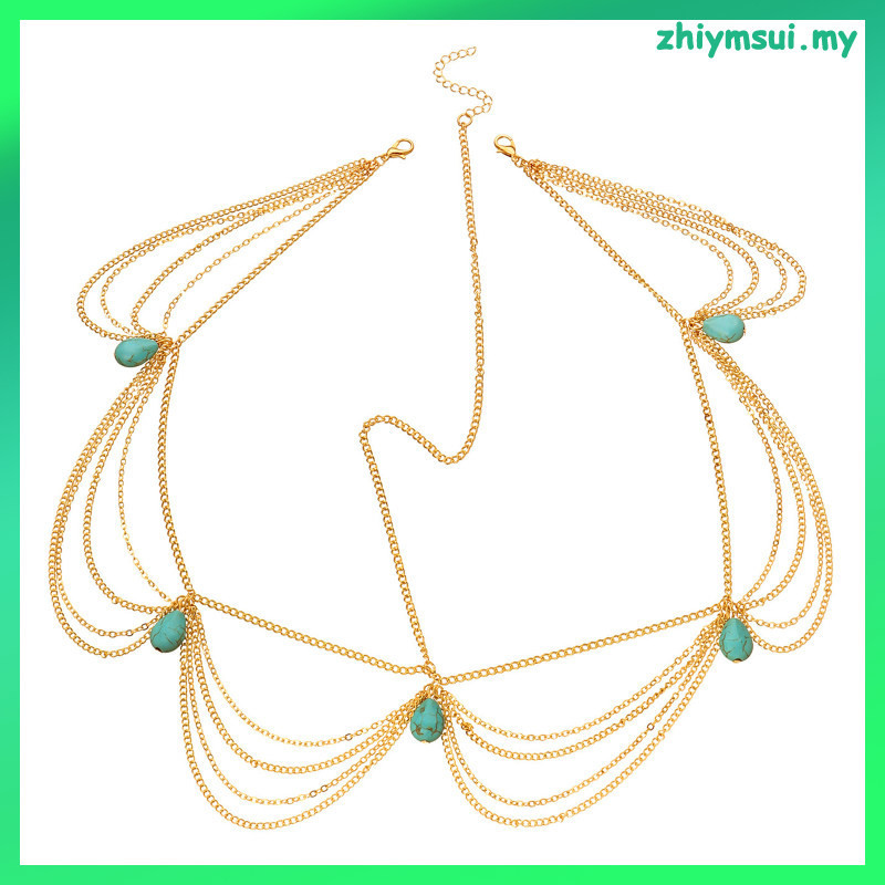 Turquoise Dropper Chain Forehead Wedding Hair Decor Alloy Band zhiymsui ...