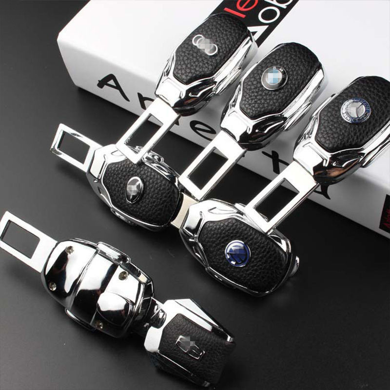 Leather Metal Match The Vehicle Logo Car Safety Seat Belt Buckle Clip