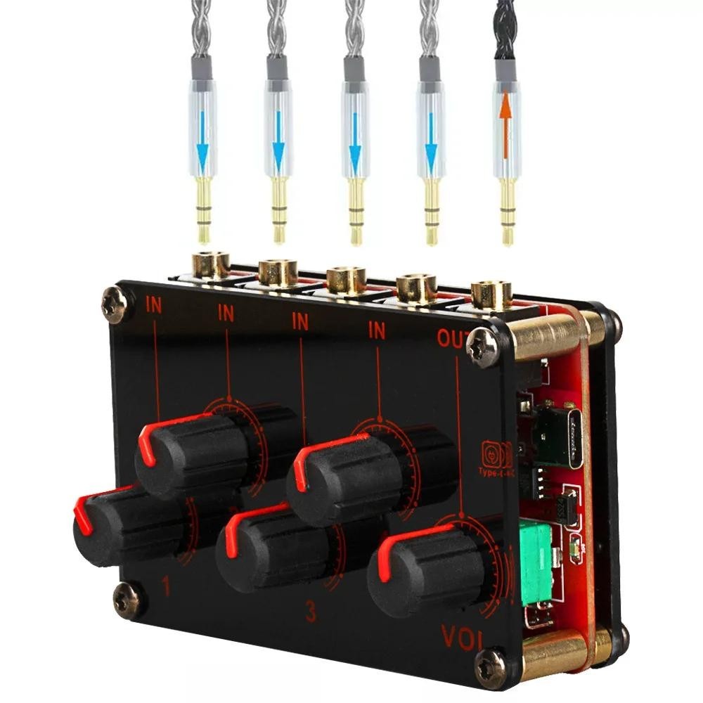 4 Channel Stereo Mixer USB 5V Power Line Mixer Portable Analog Sound ...