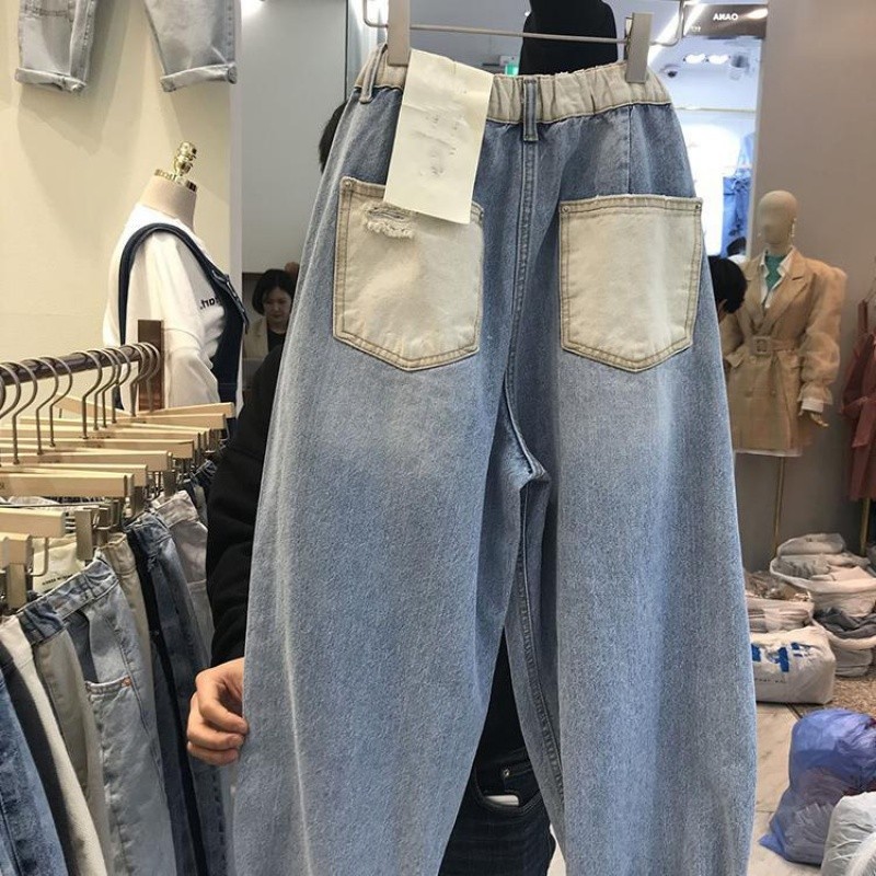 Slightly Fat Wear Ankle-Length Dad Jeans Women | Shopee Malaysia