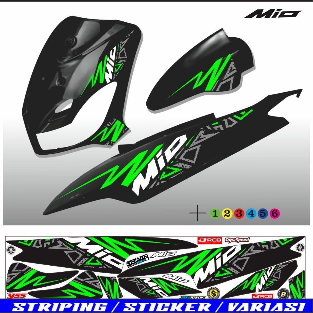 Mio SMILE mio sporty Striping STICKER Variations simple Elegant motif ...