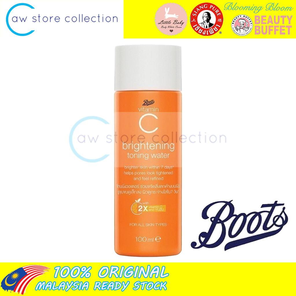 Boots Vitamin C Brightening Toning Water Facial Toner(100ml) | Shopee ...