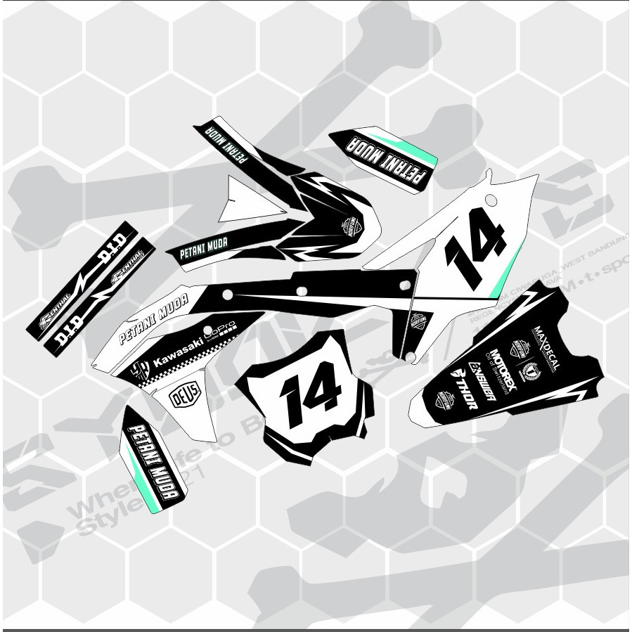 Decal/sticker KX 250/450/ klx BF/ CRF 150L/D'Tracker/ WR155/klx Gordon ...