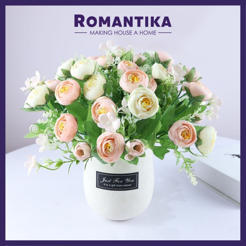 Romantika Artificial Flower 29CM B5 10H MINI TEAROSE Fake Flower Rose Bouquet Banga Hiasan Rose ...