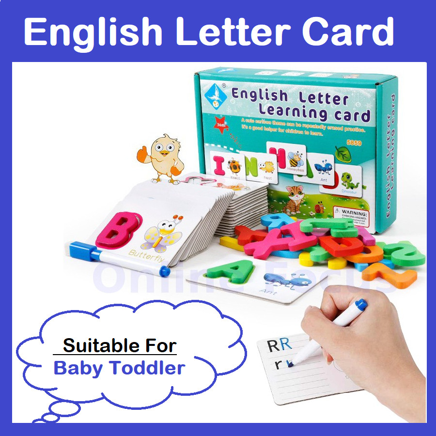 3 In 1 Montessori English Alphabet Letter Cognitive Card - NOT Tearable ...