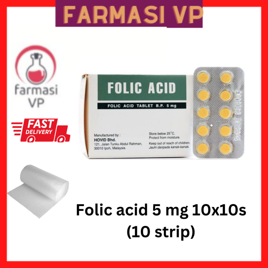 Hovid folic acid persediaan mengandung dan ketika mengandung 10x10's ...
