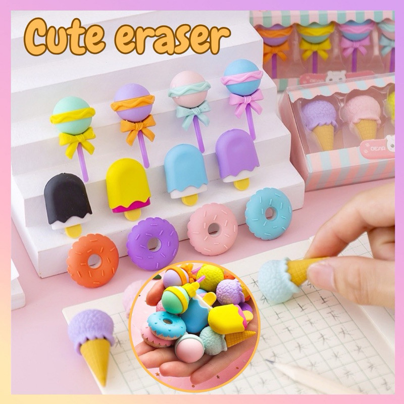 4pcs Detachable Candy Lollipops Cute Eraser Children School Cute ...