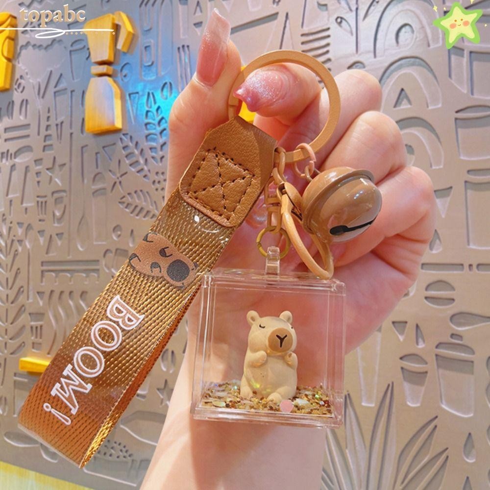 TOPABC Capybara Keychain, Key Ring Mini Capybara Quicksand Bottle ...