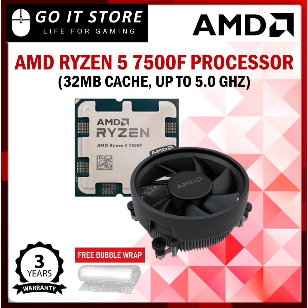 AMD Ryzen 5 7500F (Bulk Pack) AM5 Processor (6 Core, 12 Thread ...