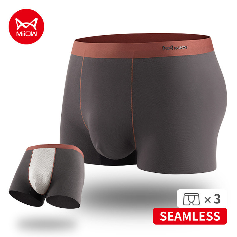 MiiOW 3pcs Antibacterial Men's Underwear Boxers Seamless Sexy Man ...