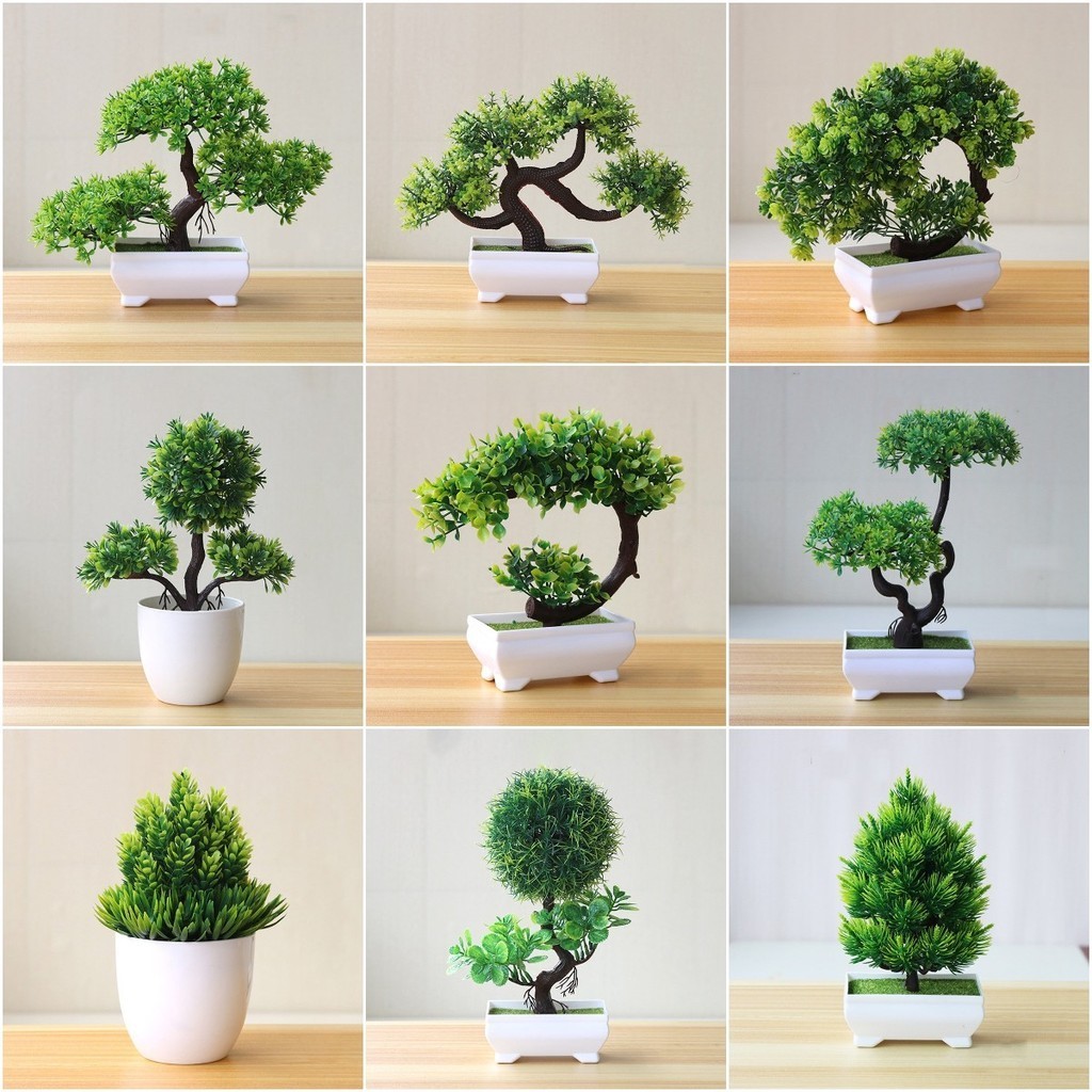 Artificial Plants Small Tree Pot Bonsai Fake Plant Flowers Potted ...
