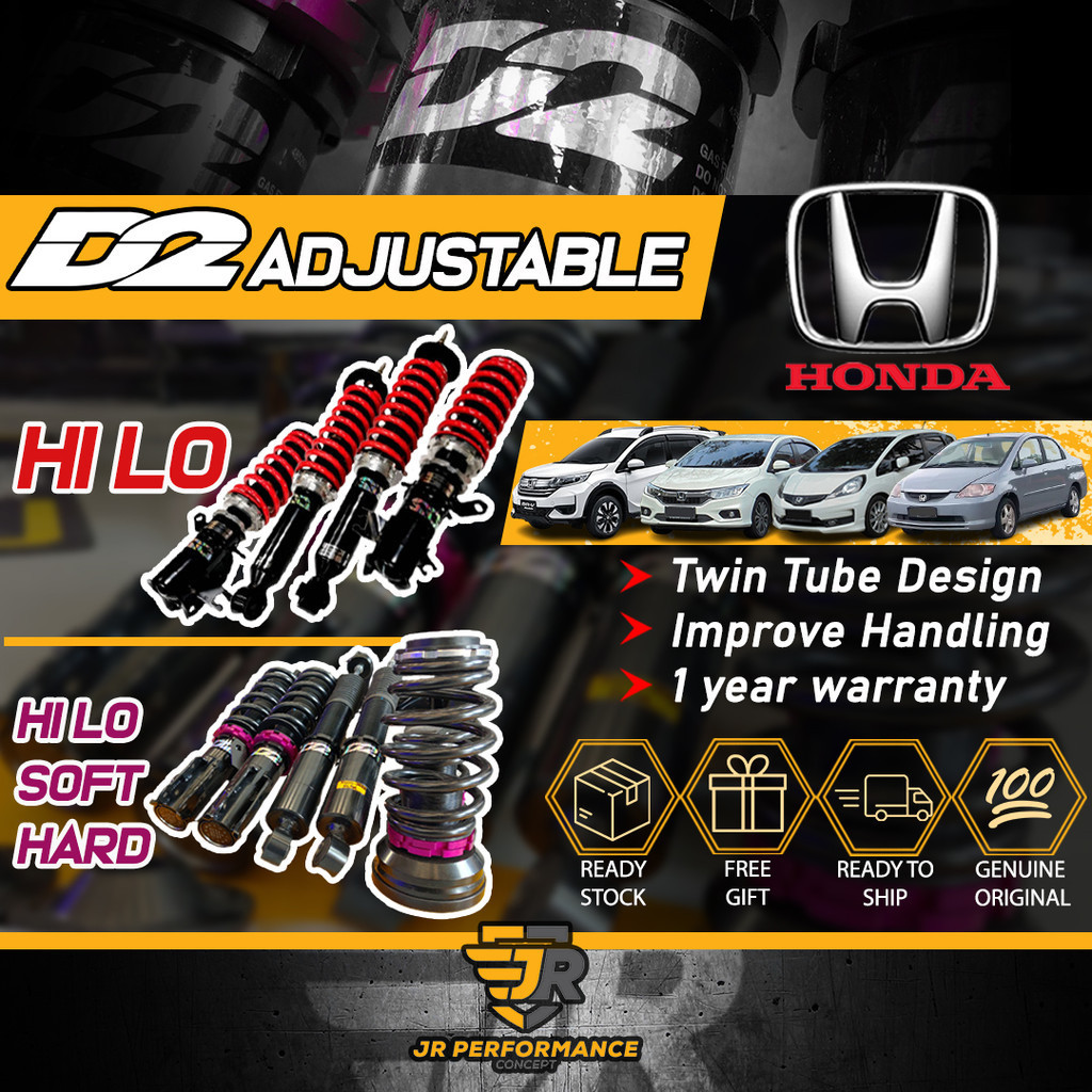 D2 Hi Low High Low Body Shift Adjustable Absorber City Jazz Civic Hrv ...