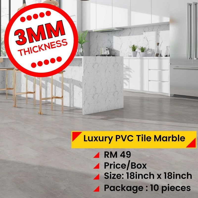 📌 READY STOCK 📌 3MM LUXURY PVC TILE MARBLE VINYL💝18inci x 18inci 3mm ...