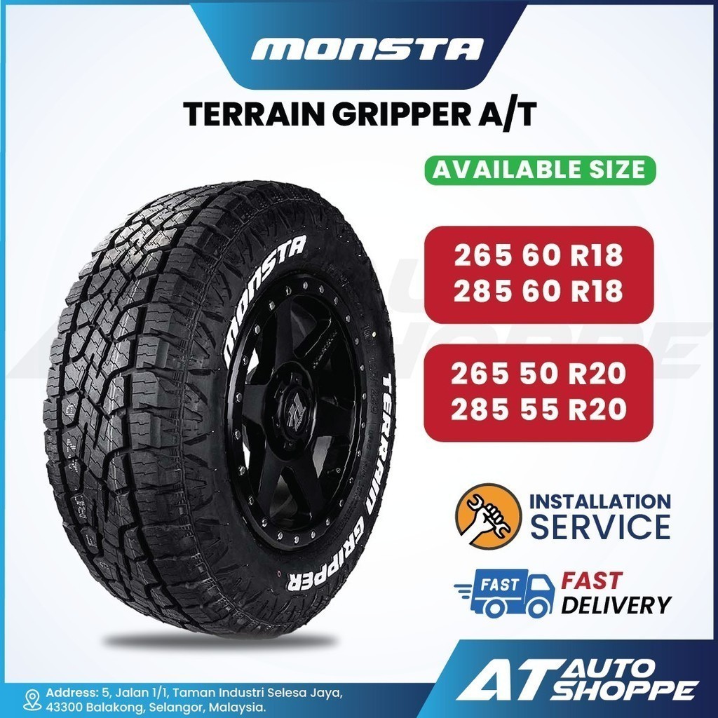 Monsta Terrain Gripper AT 18" 265 285 60 R18 20" 265 285 50 55 R20 4X4 4WD Tyre (1 Tire ...