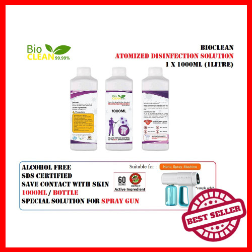 BIOCLEAN 99.99 Mist Nano Spray Gun Atomized Disinfectant Sanitizer Solution 1L Disinfect Made in ...