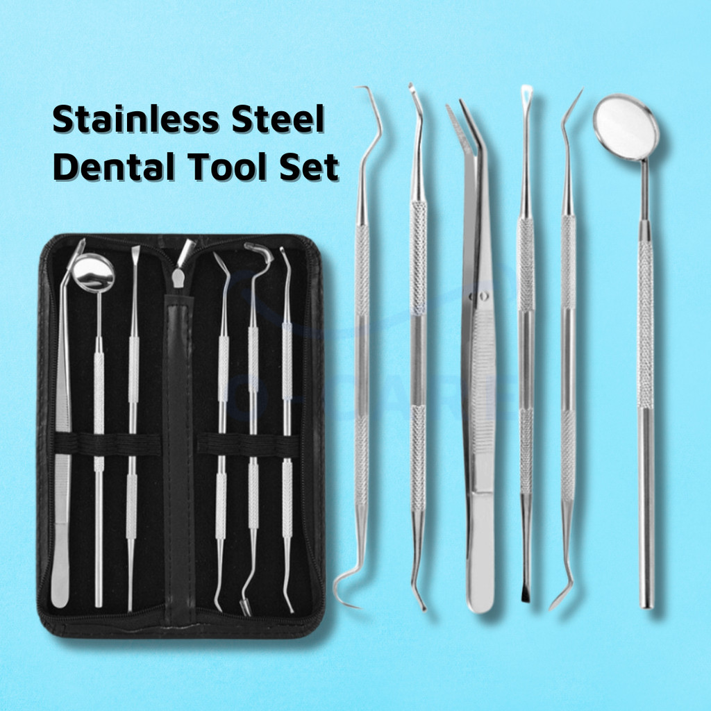 6Pcs Stainless Steel Dental Tools Dental kit Dental Tool Set Alat kit ...